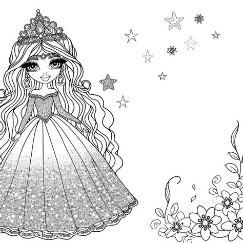 Princess Glitter Coloring Pages