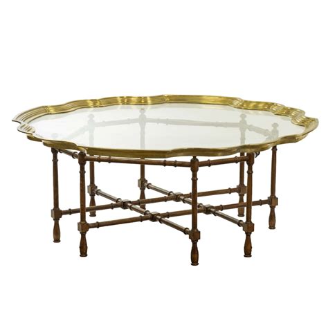 Vintage Brass And Glass Coffee Table On Bamboo Style Base Grandview