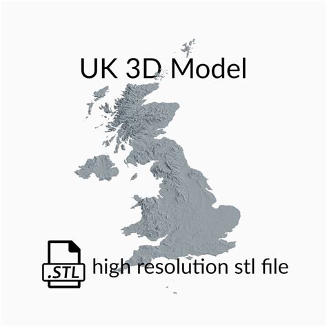 3d Printable United Kingdom Topographic Map 3d Terrain Elevation