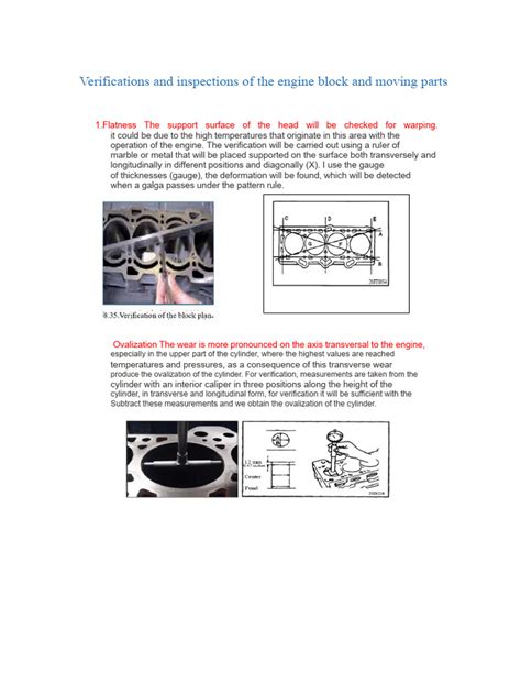 Verifications And Inspections Of The Engine Block And Moving Parts