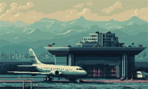 Free Photo 8 Bit Graphics Pixels Scene With Airport