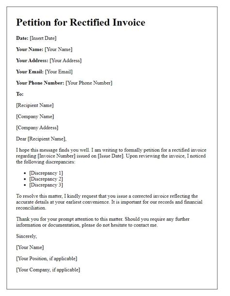 Letter Template For Requesting Revised Invoice Free Samples In Pdf Letterin