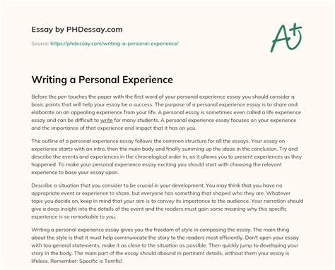 Writing A Personal Experience 300 Words
