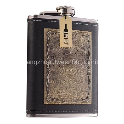 Leather Wrapped Cover Hip Flask 10oz Hip Flask And Leather Hip Flask
