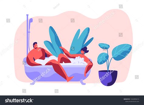 Man Woman Take Bath Together Bubble Stock Vector Royalty Free 1342899413 Shutterstock