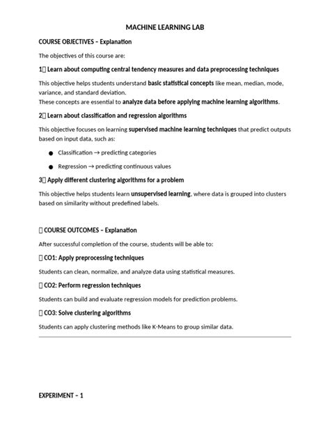 Machine Learning Lab Manual Pdf Mode Statistics Machine Learning