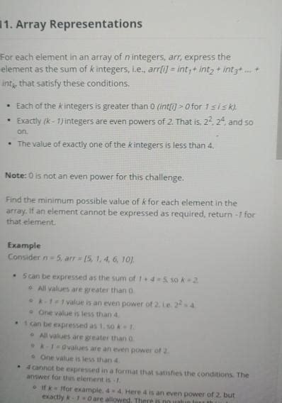 Solved Array Representationsfor Each Element In An Array Of
