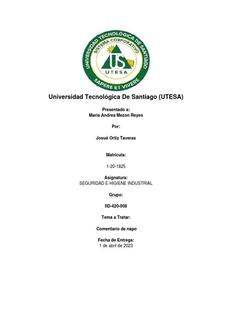 Comentario De Napo Evaluacion De Riesgos Pdf