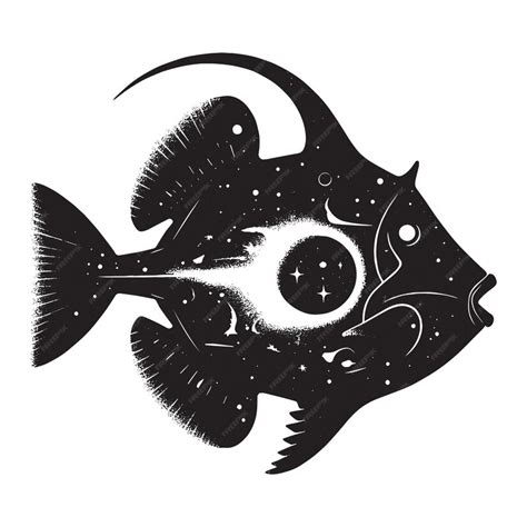 Silhouette Of Picasso Triggerfish Filled With Space And Scifi Element