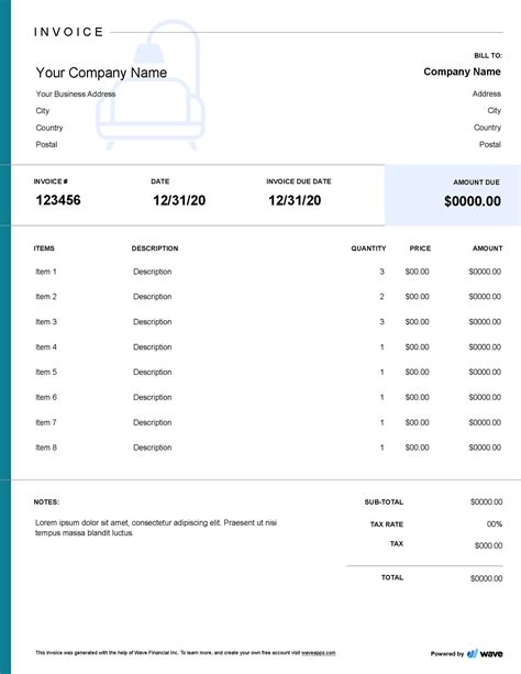 Interior Design Invoice Template Wave Financial