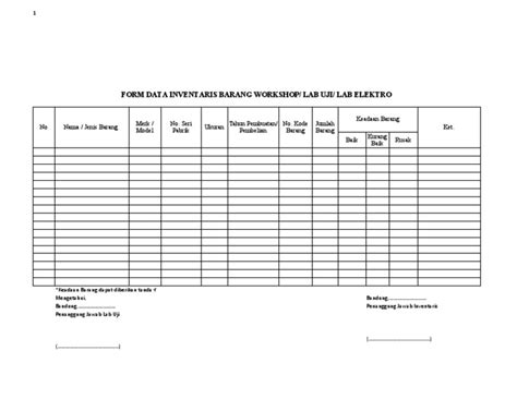 Form Data Inventaris Barang Pdf