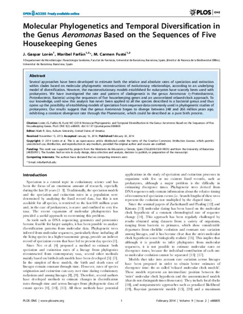 Pdf Molecular Phylogenetics And Temporal Diversification In The Genus