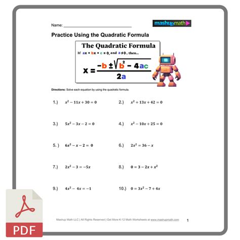 Free Quadratic Formula Worksheets—printable With Answers — Mashup Math