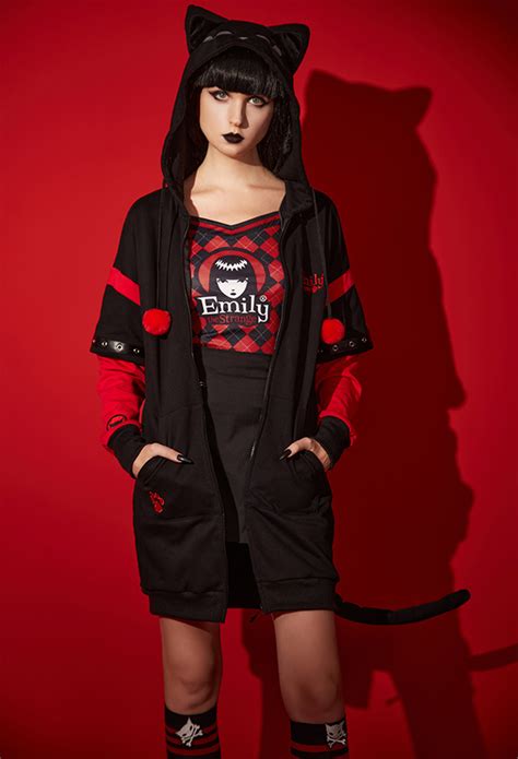 Cat Hooded Pajama Dress Emily The Strange Halloween Clothing Black