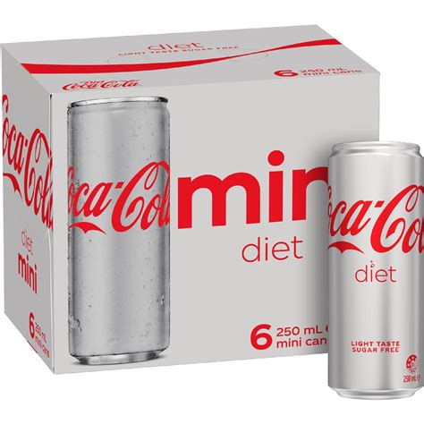 Coca Cola Diet Soft Drink Mini Cans 250ml X 6 Pack Woolworths