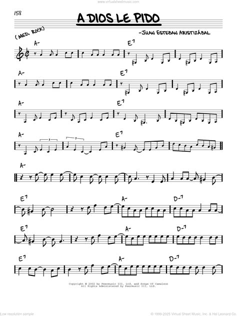 A Dios Le Pido Sheet Music Real Book Melody And Chords Real Book