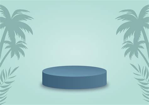 векторный фон студии Palm с подставкой на платформе | Премиум вектор