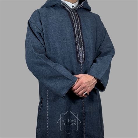Luxury Sapphire Blue Hooded Moroccan Thobe Shop Now Al Haq Thobes