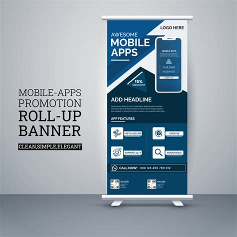 Modern Mobile Apps Roll Up Banner Template 21996318 Vector Art At Vecteezy