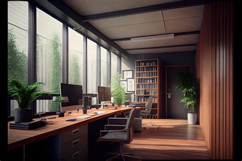 Premium Ai Image Architectural Visualization Of An Office