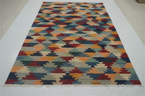 7x10 Multicolor Afghan Kilim Handmade Rugs For Living Room Bedroom R