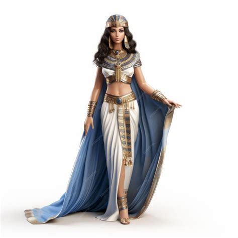 3d Cleopatra Full Body On White Isolated Background Premium Ai
