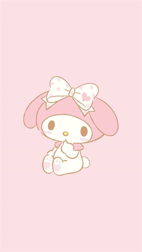 Download Pink Kawaii Sitting My Melody Wallpaper