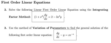 Solved Solve The Following Linear First Order Linear Chegg