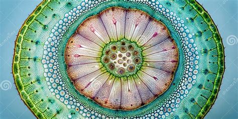 Cross Section Dicot Monocot And Root Of Plant Stem Under The Microscope