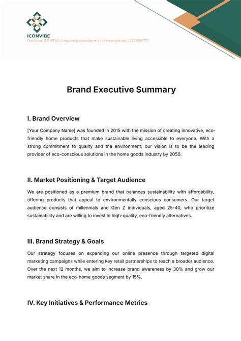 Free Brand Executive Summary Template To Edit Online