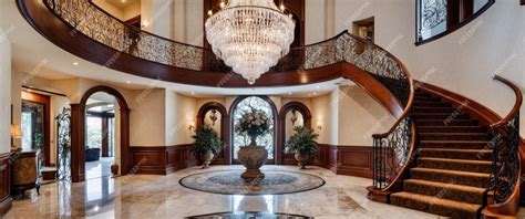 Elegant Grand Foyer With A Sweeping Staircase And Magnificent