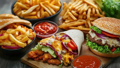 Tasty And In Demand Fast Foods Menu Set Collection Assortment Of Fast