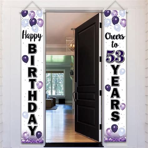 Happy 53rd Birthday Decorations 53rd Purple Balloon Birthday Theme Door