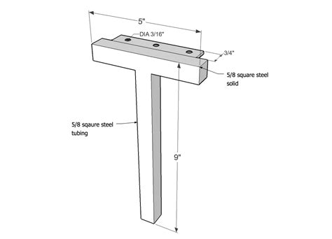 Angle Tee ¾sq Furniture Legs — Ferrous Hardware
