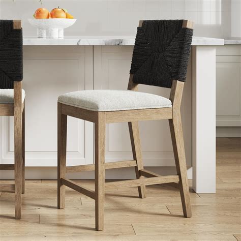 Nathan James Beacon Bohemian Boucle Bar Stool Upholstered