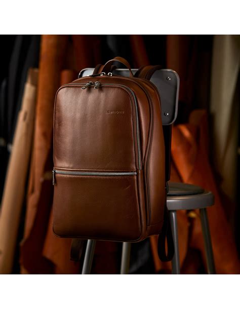 Samsonite Classic Leather Slim Backpack 406cm Cognac David Jones