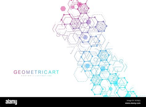 Science Network Pattern Connecting Lines And Dots Technology Hexagons Structure Or Molecular