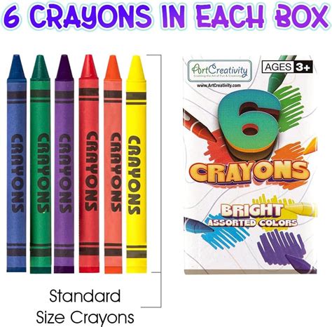 Artcreativity Bulk Crayon Packs 25 Sets Of 6 Packs Of Crayons 150ct