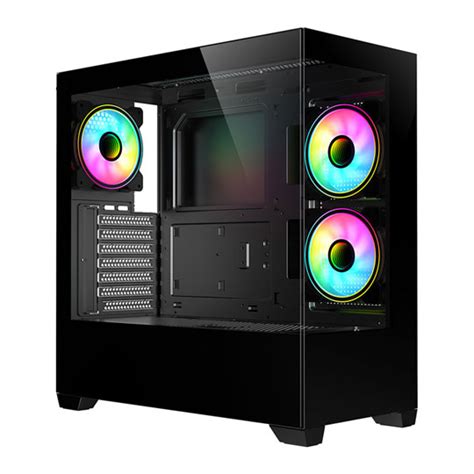 Cit Sense Black Mid Tower Tempered Glass Pc Gaming Case Ln144753
