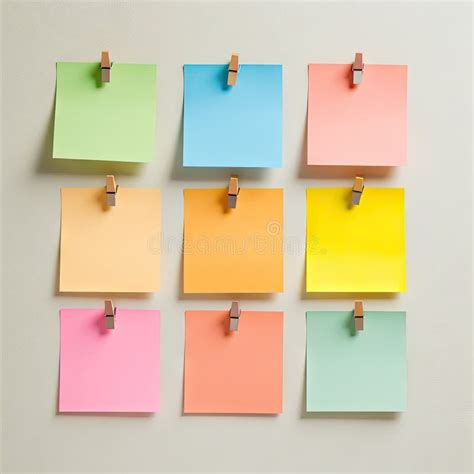 Colorful Post It Notes Hanging On A Wall Stock Illustration