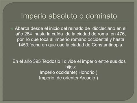 Imperio Absoluto O Dominato Pptx