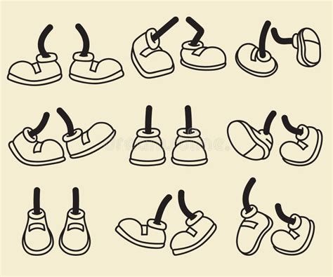 Set Of Retro Characters Pair Of Feet Vector Illustration Set Stock