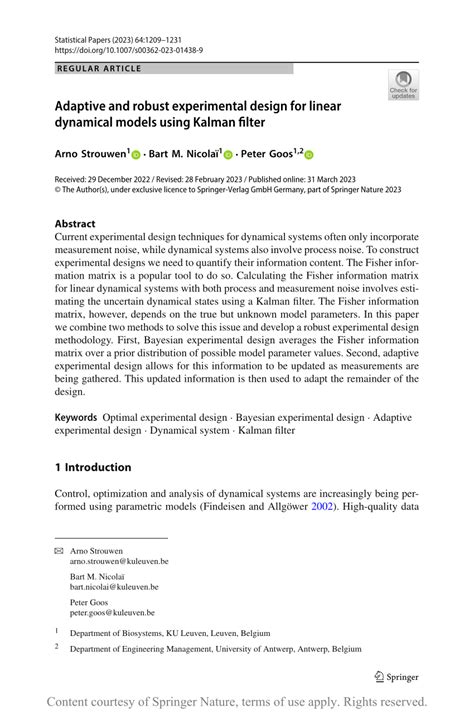 Adaptive And Robust Experimental Design For Linear Dynamical Models Using Kalman Filter