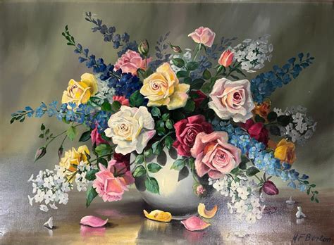 Lot Hilary Frances Borton Britain 20th Century Still Life Flowers Oil On Canvas