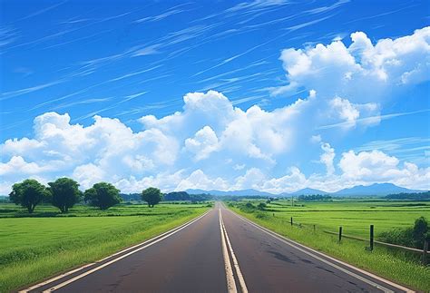 푸른 하늘이 있는 긴 시골길 구름 국내여행 도로 배경 일러스트 및 사진 무료 다운로드 Pngtree