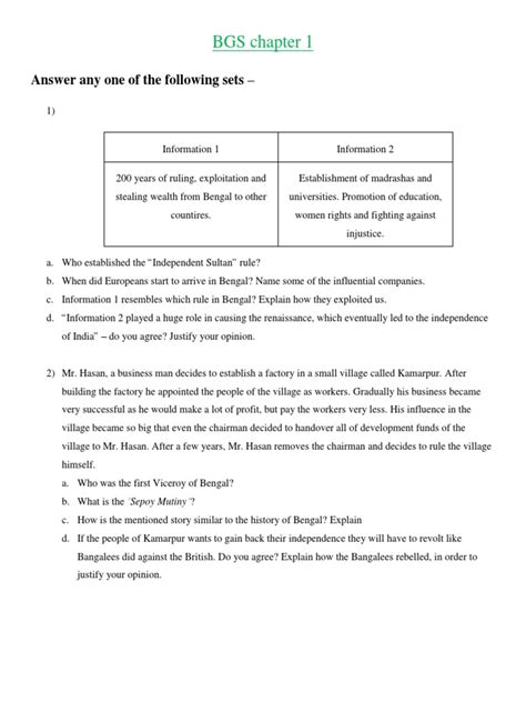 Class 8 Bgs Chapter 1 Model Test Pdf Dhaka World Politics