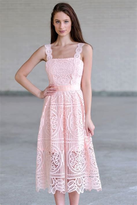Pink Lace Midi Dress