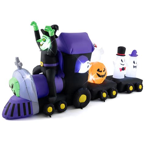 82 Ft Long Halloween Inflatable Train With Witch And 4 Ghosts Costway
