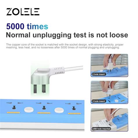 Zolele Zk100 Electric Socket Electric Extension Cord With Switch 5