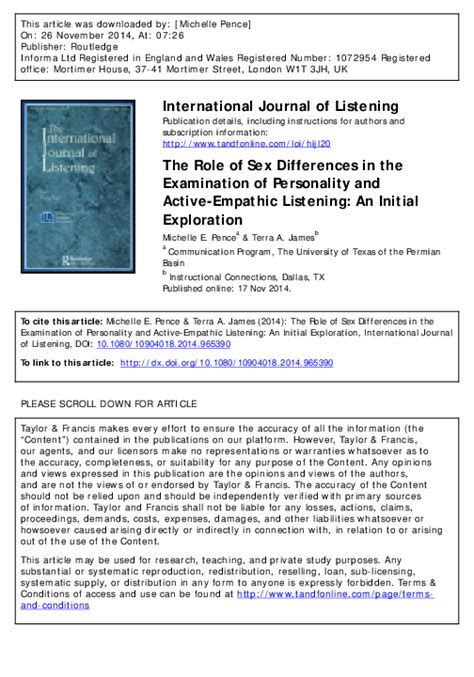 Pdf The Role Of Sex Differences In The Examination Of Personality And